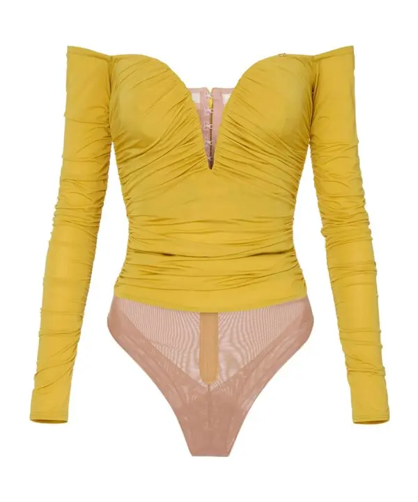 Elisabetta Franchi Long Sleeve Plunge Bodysuit