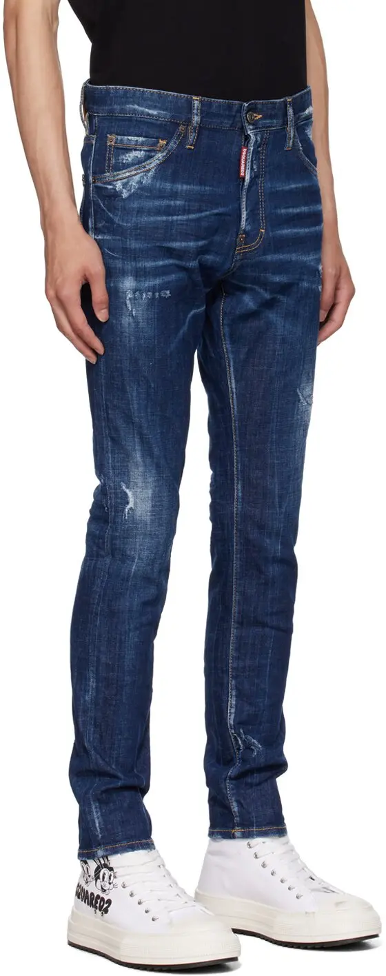 Dsquared2 Mid-rise Distressed Slim-fit Jeans - Blue