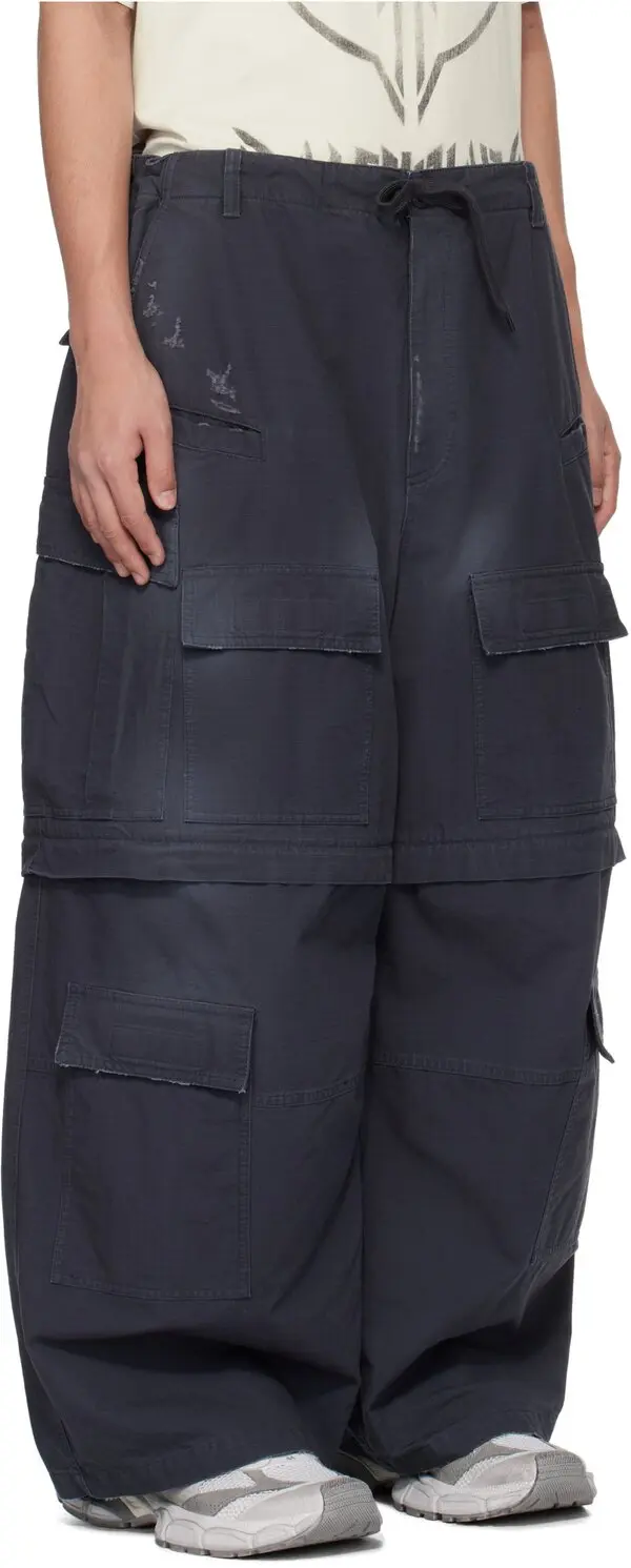 Balenciaga Washed-out Large Cargo Pants - Blue-gray