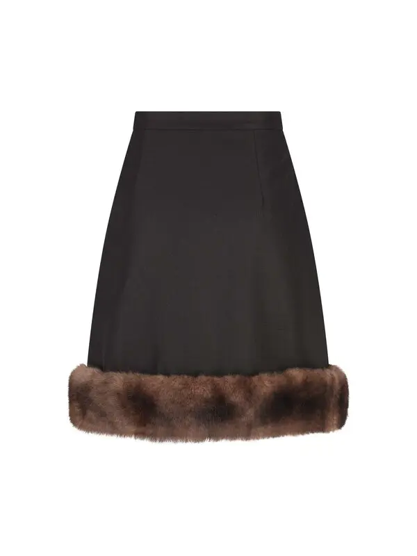 Valentino Garavani Shearling Trim Skirt