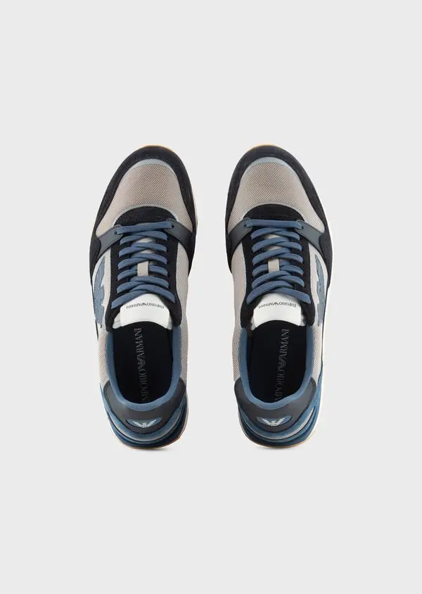 Emporio Armani Lace Up Sneakers With Mesh Details - Multicolor