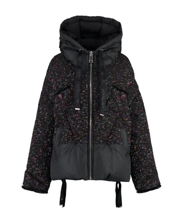 Khrisjoy Long-sleeved Down Jacket With Rope Hood And Zipper Closure