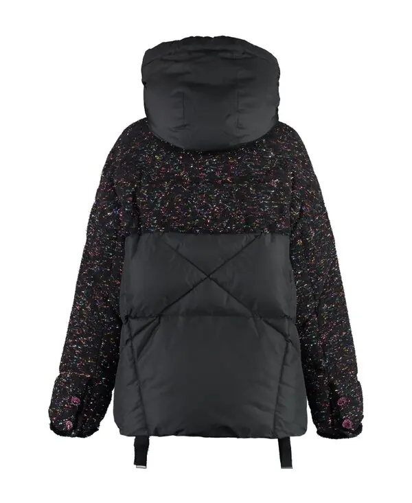 Khrisjoy Long-sleeved Down Jacket With Rope Hood And Zipper Closure