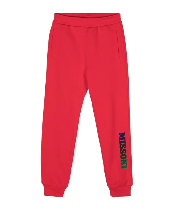Missoni Logo Print Cotton Track Pants - Red