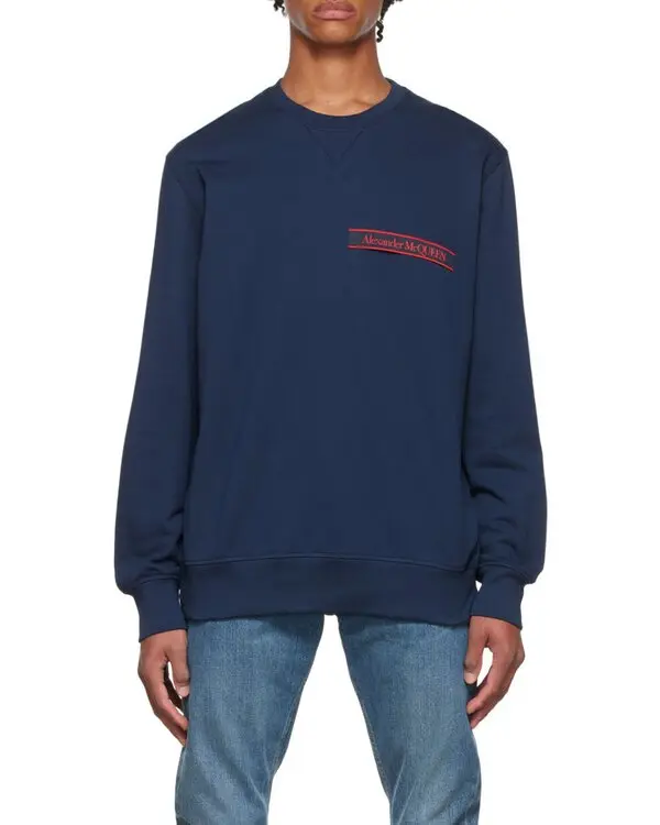 Alexander McQueen Logo Patch Crewneck Sweatshirt - Blue