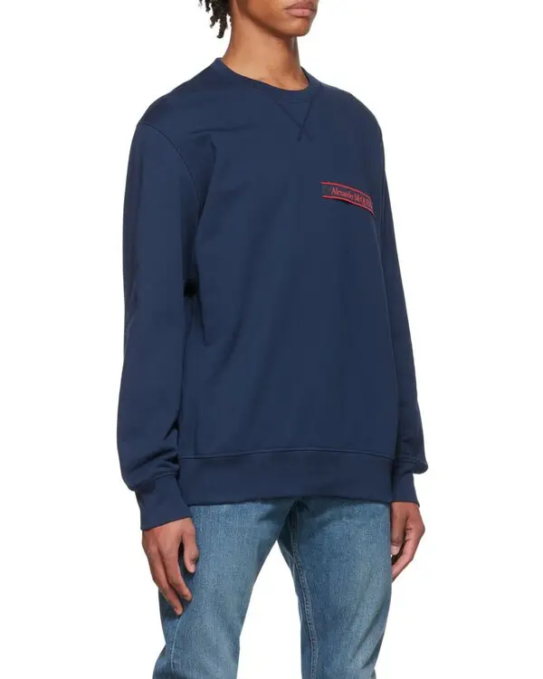 Alexander McQueen Logo Patch Crewneck Sweatshirt - Blue