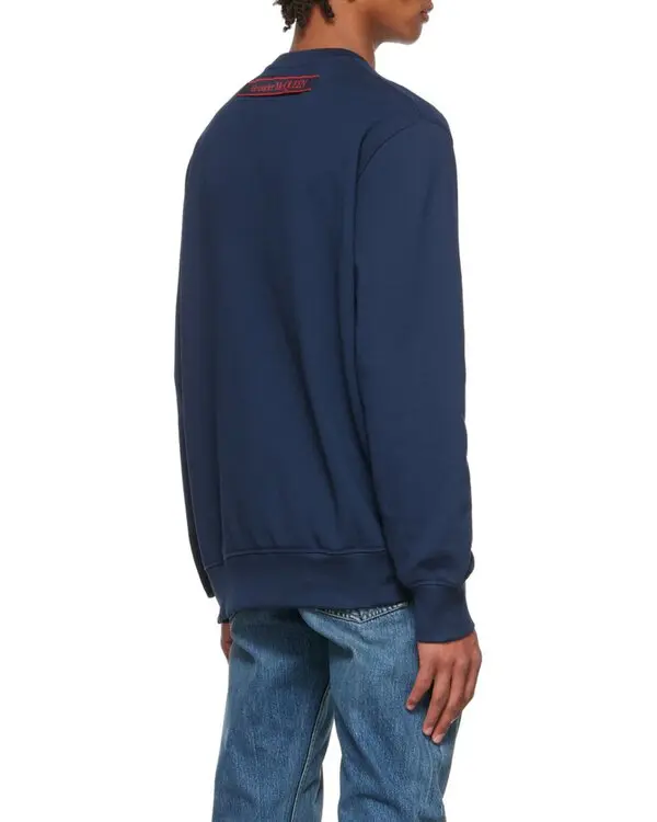 Alexander McQueen Logo Patch Crewneck Sweatshirt - Blue