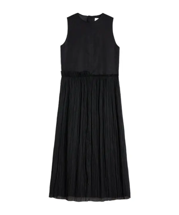 JIL SANDER Muslin Pleated Dress - Black