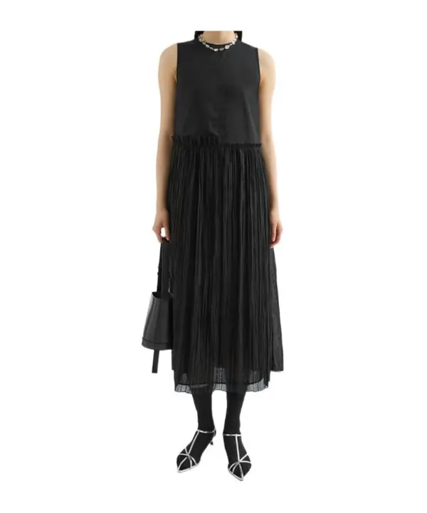 JIL SANDER Muslin Pleated Dress