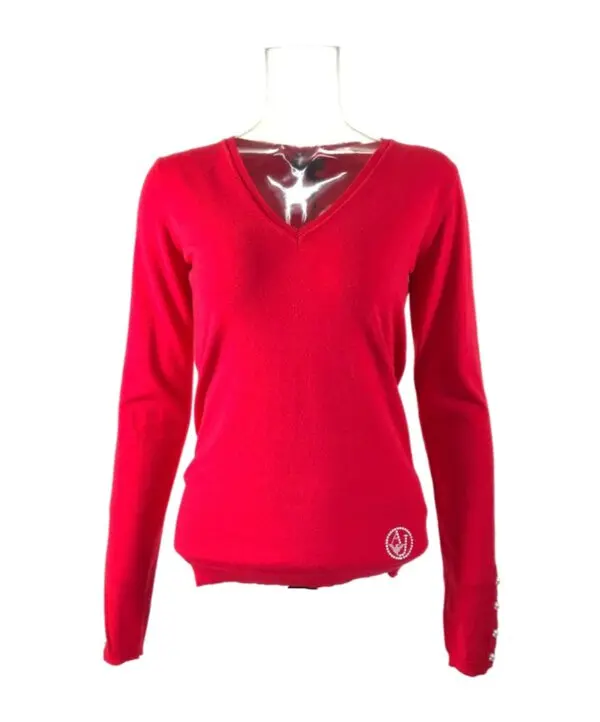 Emporio Armani V-neck Long-sleeved Sweater With Button Detail - Red