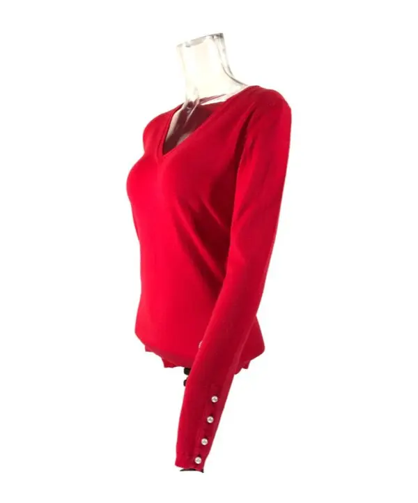 Emporio Armani V-neck Long-sleeved Sweater With Button Detail - Red