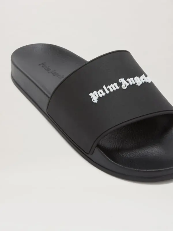 Palm Angels Logo Embossed Slides - Black