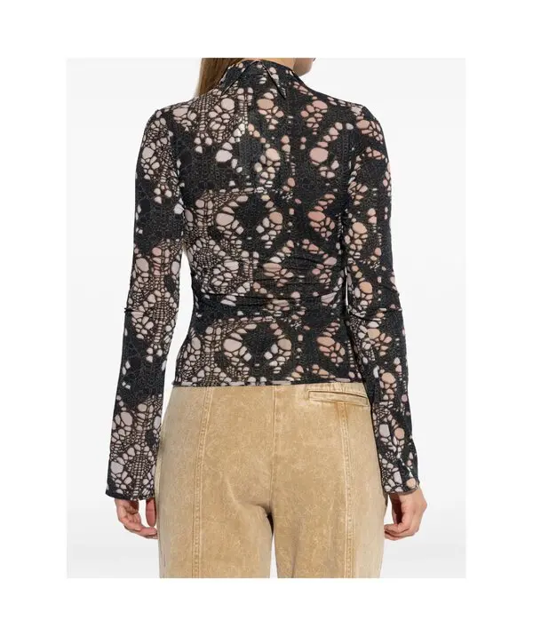 AVAVAV Lace Long Sleeve Button-up Top