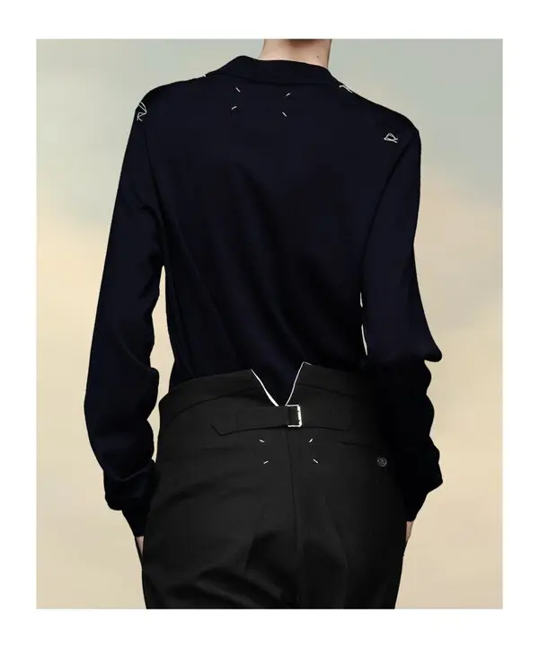 MAISON MARGIELA Long-sleeved Crewneck Jumper - Navy