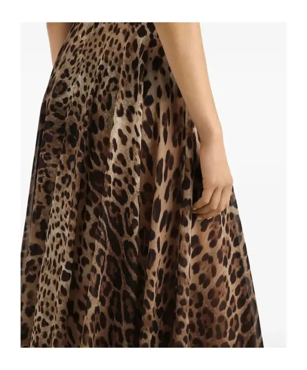 Dolce & Gabbana Leopard Print Pleated Midi Skirt