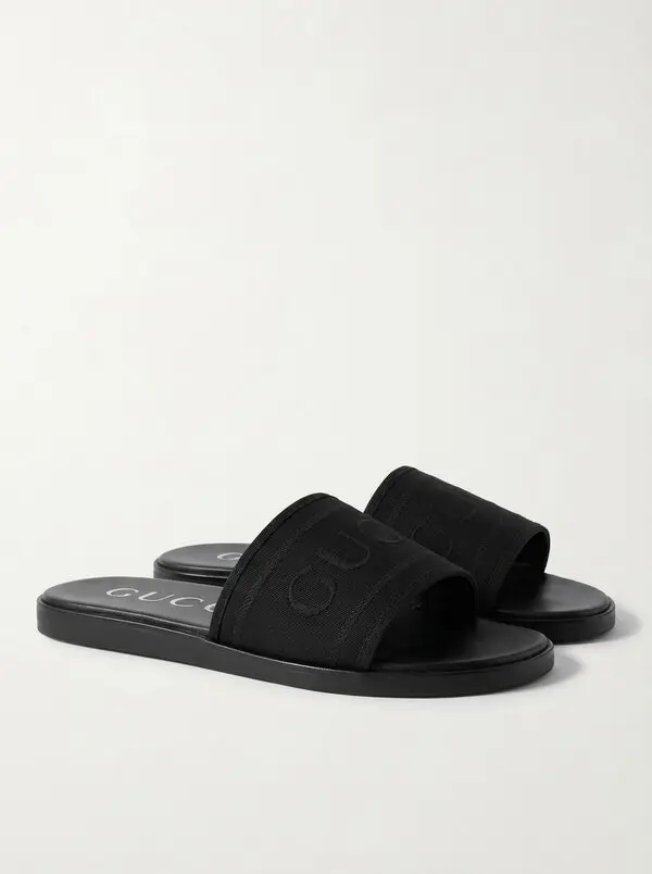 Gucci Tonal Logo Slide Sandals - Black