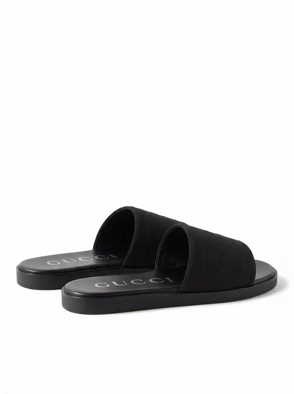 Gucci Tonal Logo Slide Sandals - Black
