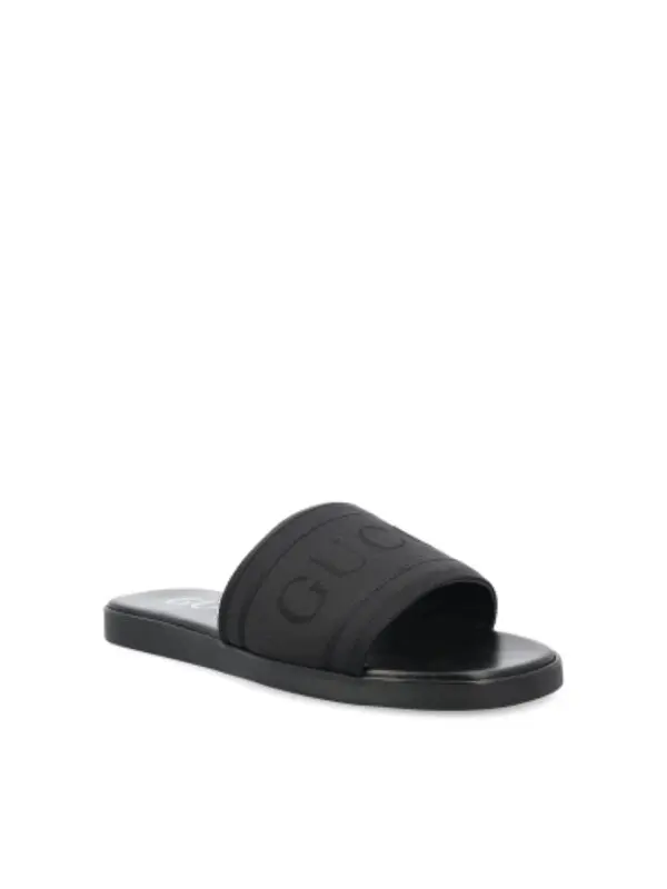 Gucci Tonal Logo Slide Sandals - Black