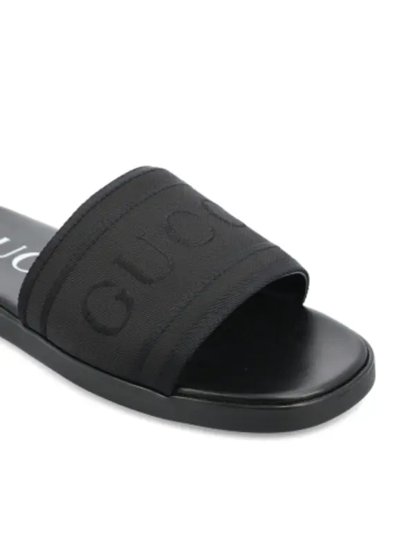 Gucci Tonal Logo Slide Sandals - Black