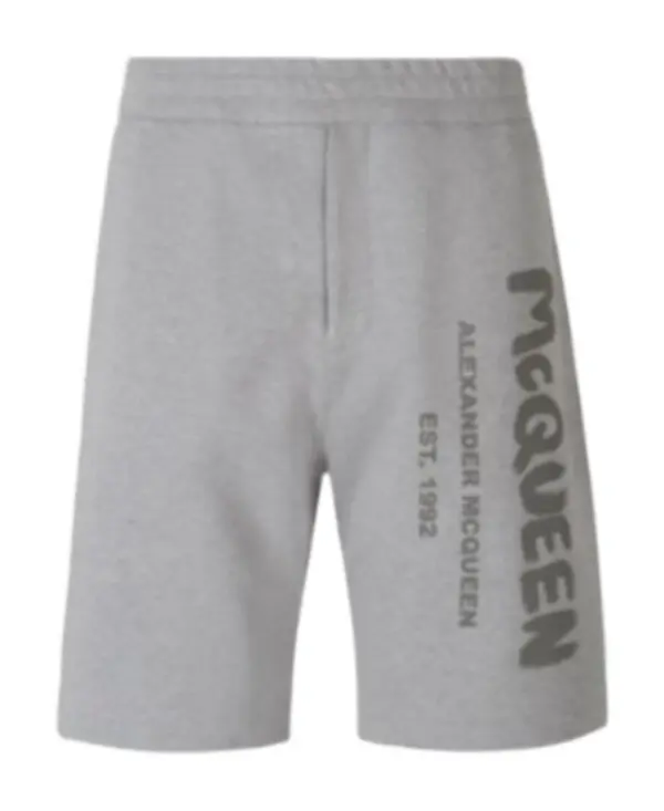 Alexander McQueen Graffiti Printed Sport Shorts - Gray