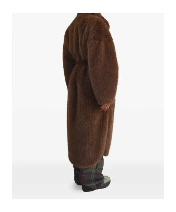 THE FRANKIE SHOP Long-sleeved Faux Fur Coat - Brown