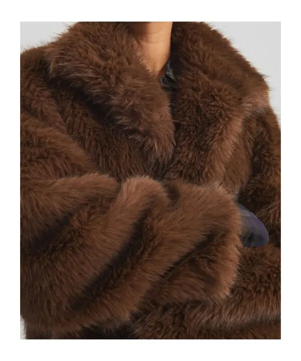 THE FRANKIE SHOP Long-sleeved Faux Fur Coat - Brown