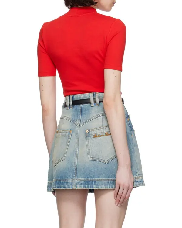 Balmain Signature Coin-buttons Ribbed Knit T-shirt