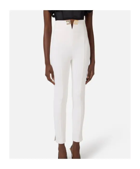 Elisabetta Franchi High-waist Slim Pants With Gold Logo Detail
