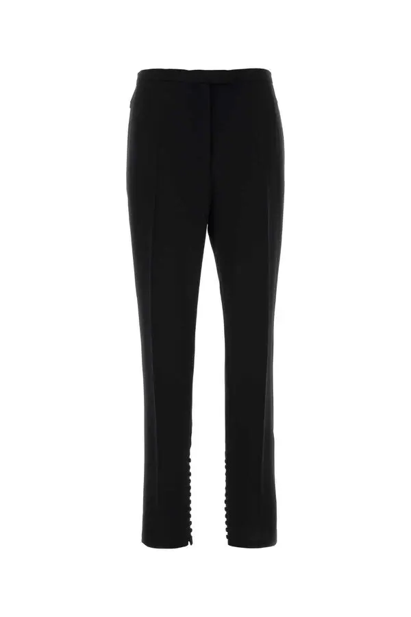 Dries Van Noten Pressed Crease Trousers With Button Detail - Black