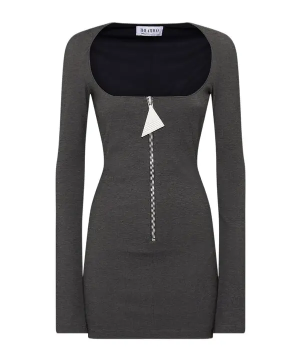 Attico Scoop Neck Zip Up Midi Jersey Dress
