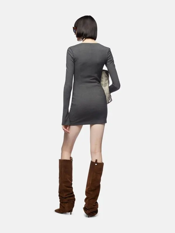Attico Scoop Neck Zip Up Midi Jersey Dress
