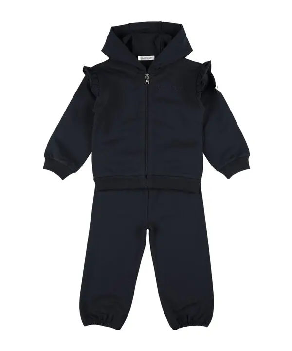 Moncler Two-piece Ruffled Hoodie And Sweatpants Set - Navy