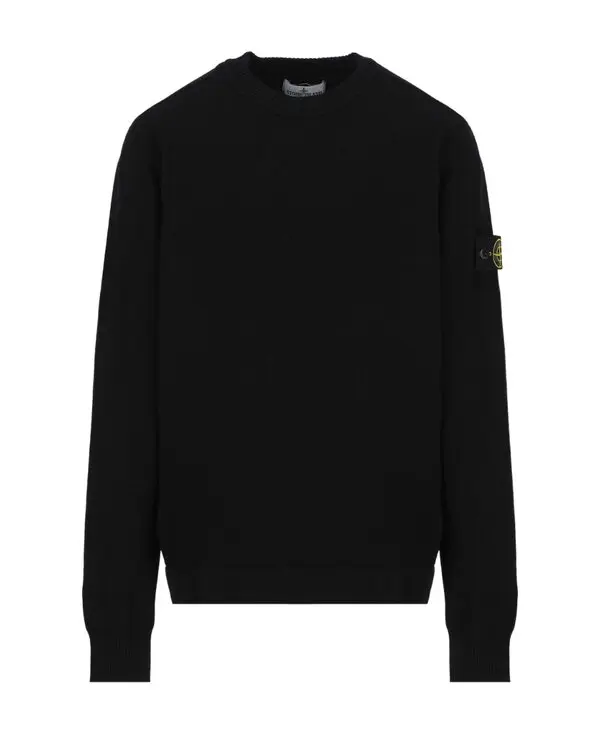 Stone Island Compass Patch Knit Jumper - Black