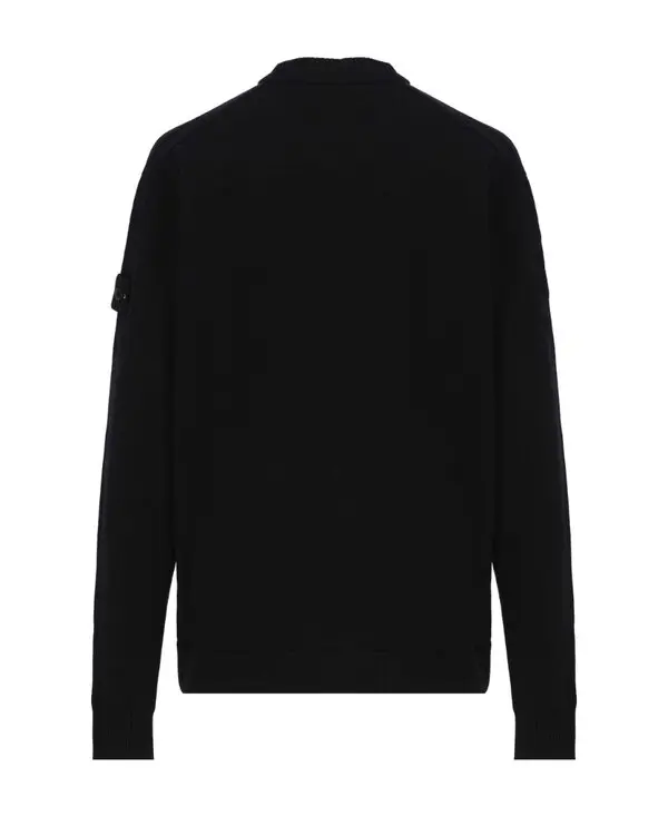 Stone Island Compass Patch Knit Jumper - Black