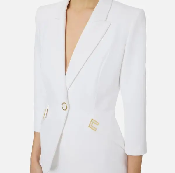 Elisabetta Franchi Single-breasted Jacket With Golden Metal Details