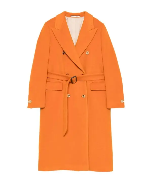 Tagliatore Belted Double-breasted Coat - Orange