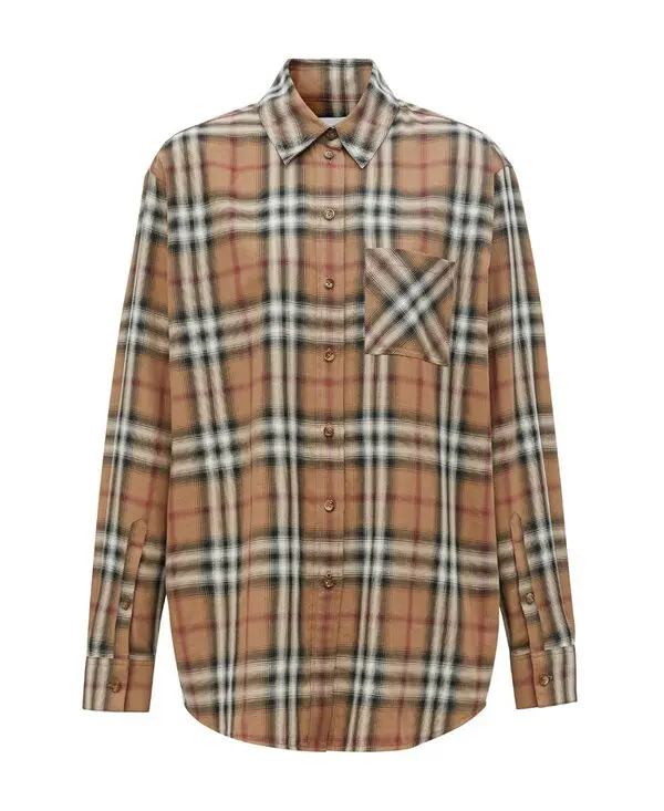 Burberry Ombré Check Cotton Twill Shirt - Brown