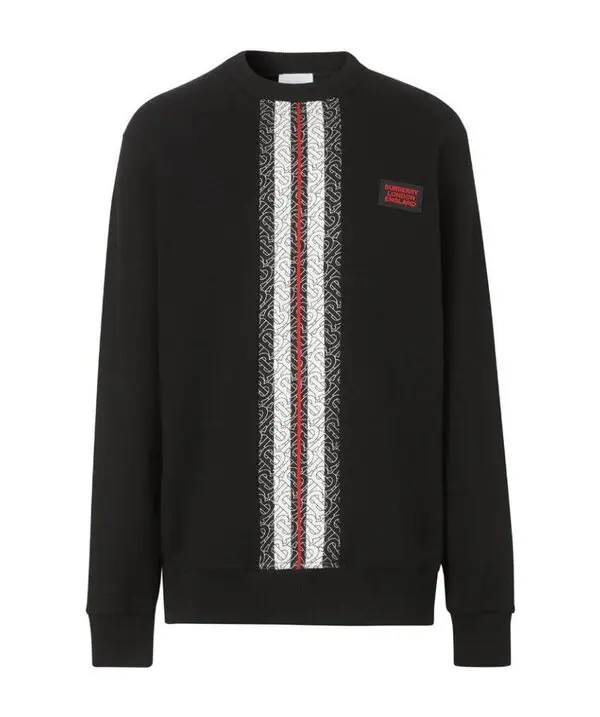 Burberry Striped Detail Crew Neck Sweater - Black