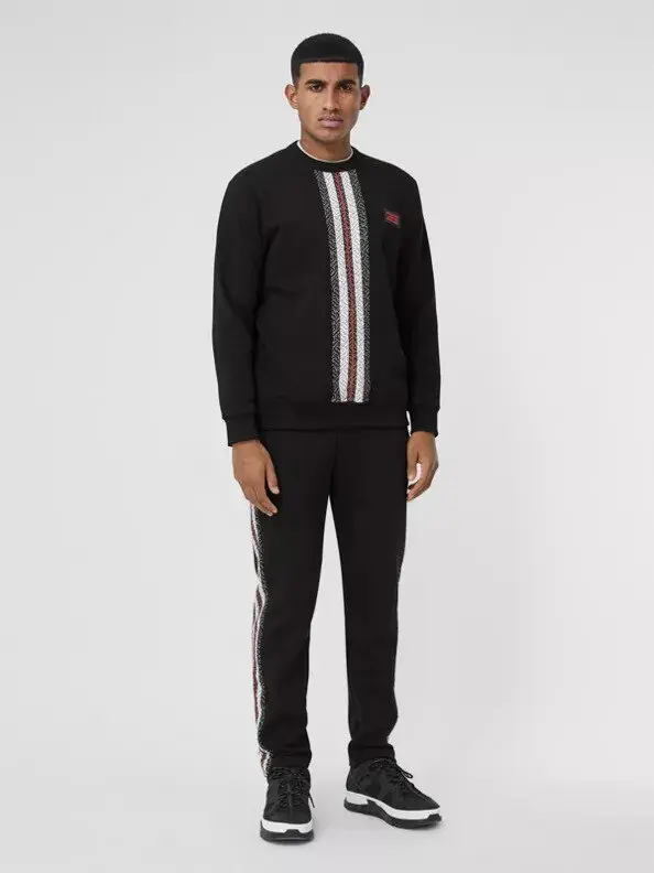 Burberry Striped Detail Crew Neck Sweater