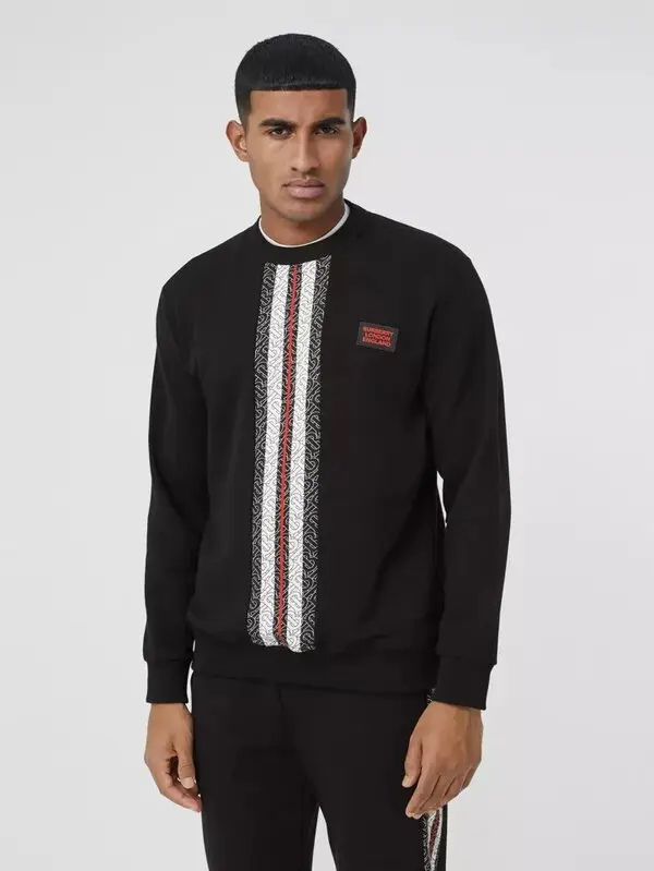 Burberry Striped Detail Crew Neck Sweater