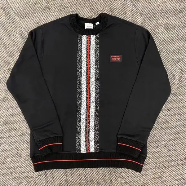 Burberry Striped Detail Crew Neck Sweater