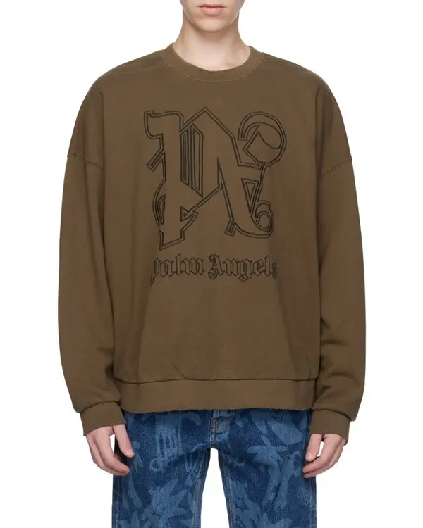 Palm Angels Logo Embroidered Crewneck Sweatshirt