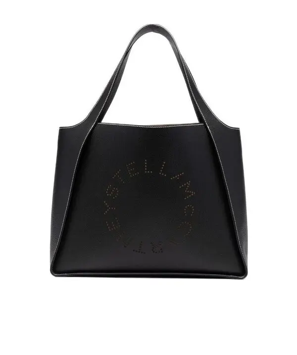 Stella McCartney Perforated Logo Shoulder Bag - Black