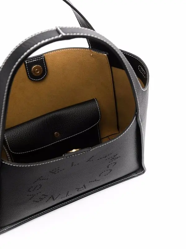 Stella McCartney Perforated Logo Shoulder Bag - Black