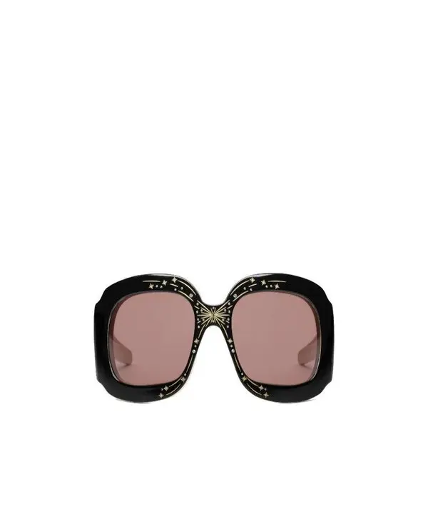 Gucci Oversized Embellished Square Frame Sunglasses - Nude