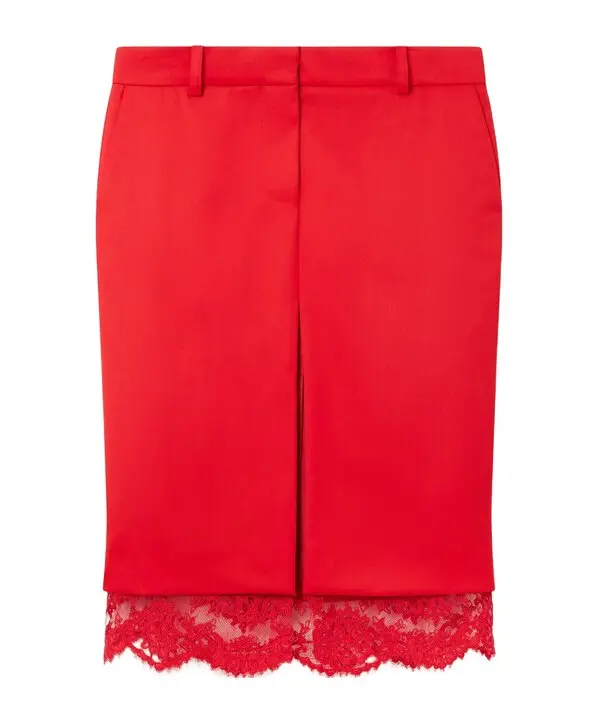 Stella McCartney Lace-trimmed Satin Midi Skirt - Lipstick