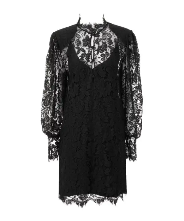 Chloé Floral Lace High-neck Dress - Black