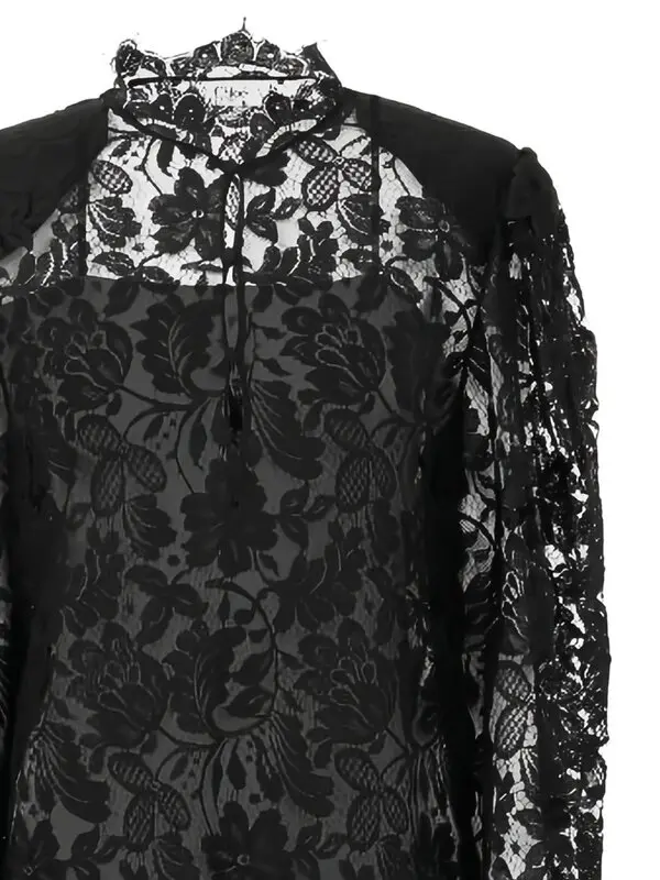 Chloé Floral Lace High-neck Dress