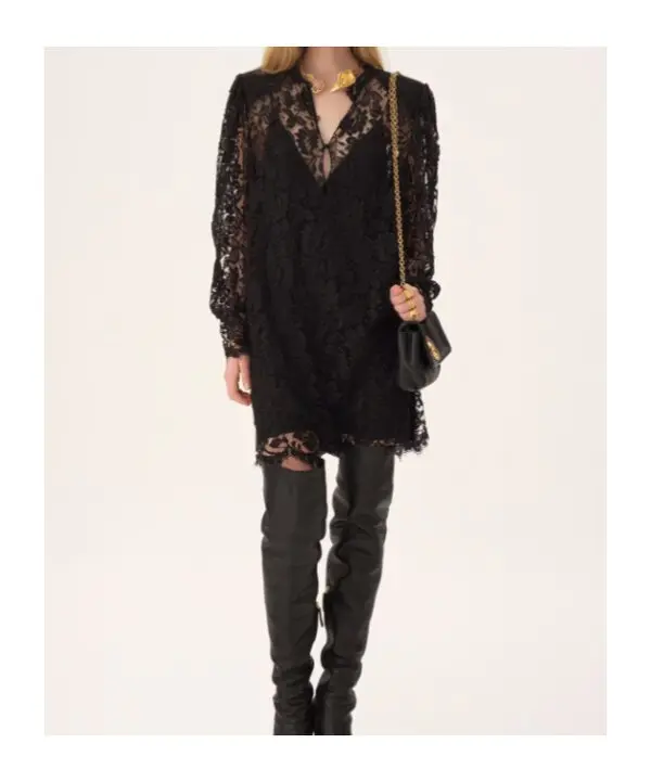Chloé Floral Lace High-neck Dress