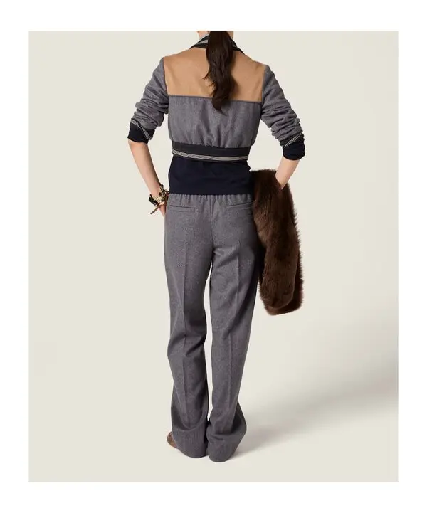 Miu Miu Embroidered Logo Trousers - Grey